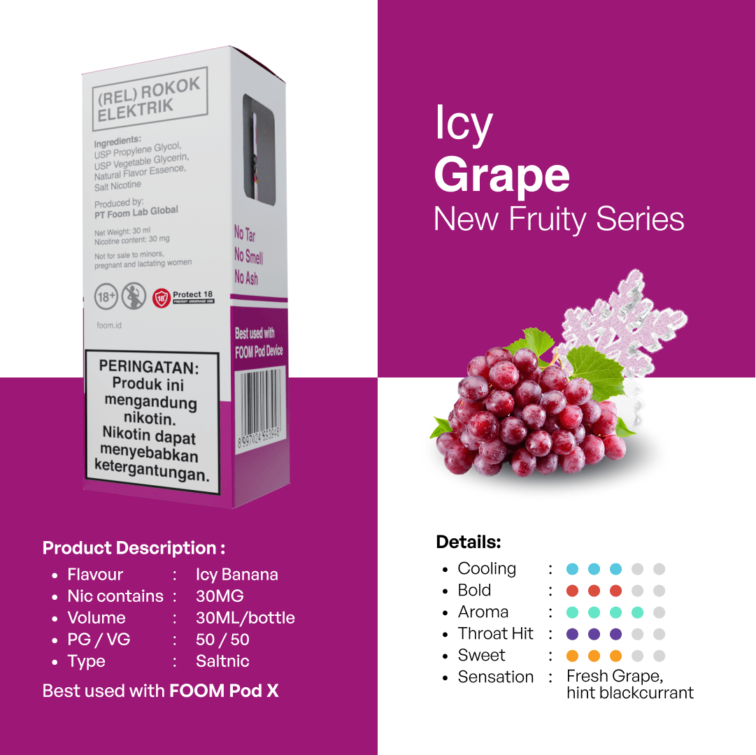 Liquid ICY GRAPE - Liquid Vape Anggur Terenak | FOOM