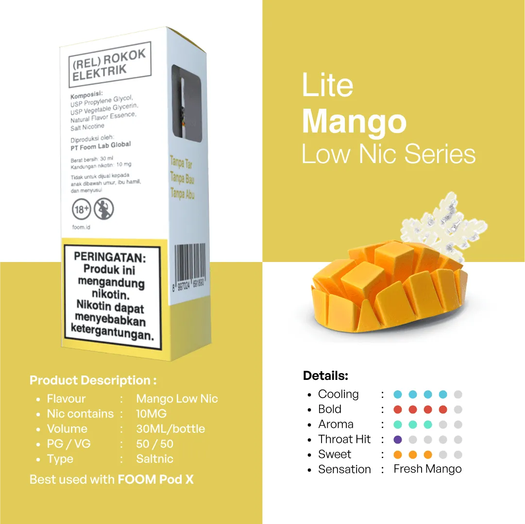 Liquid Saltnic Low Nic - Lite Series FOOM | FOOM Lab Global